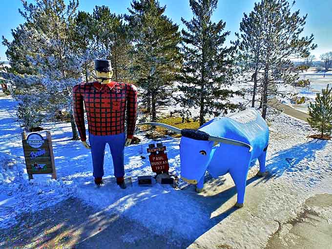 Even in winter, these stalwart statues stand unfazed by Minnesota's bone-chilling temperatures &ndash; no thermal underwear required for these legends.
