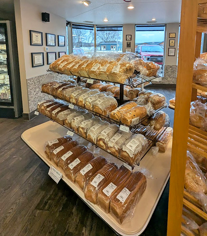 The bread selection features perfectly crafted loaves that elevate any sandwich or toast experience.