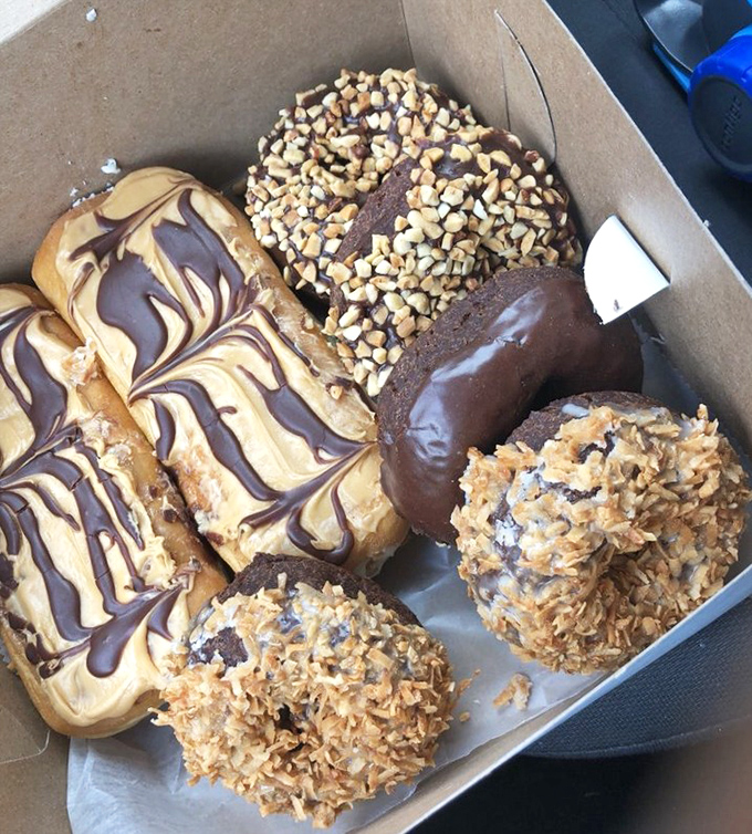 Chocolate lovers rejoice! These peanut-topped and marbled long johns aren't just donuts &ndash; they're edible art that happens to pair perfectly with coffee.