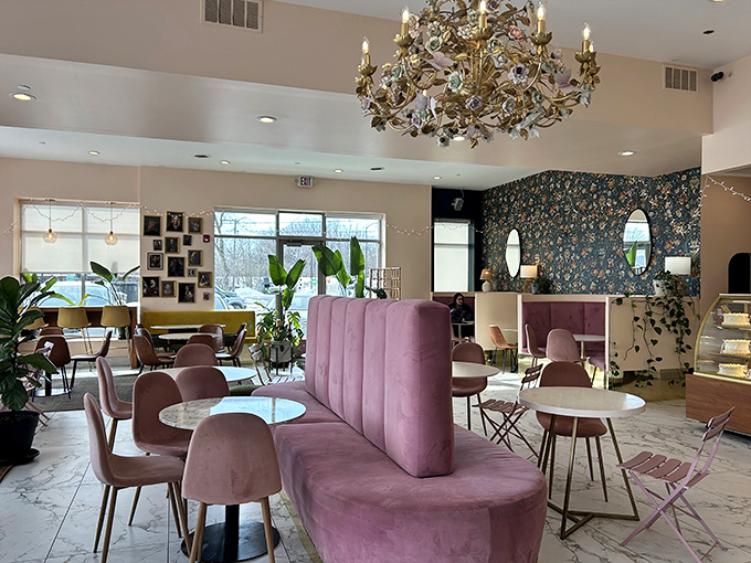 Velvet seating and elegant lighting transform ordinary dessert-eating into a sophisticated affair where calories simply don't count.