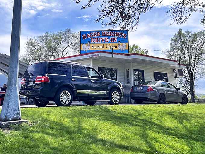 Cars line up for their turn at culinary nirvana, drivers patiently waiting for what might be the best broasted chicken in the Midwest.