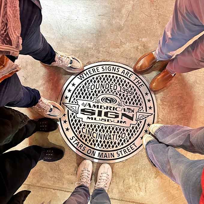 Standing on this emblem feels like joining a secret society of sign enthusiasts &ndash; "Where Signs Are The Stars On Main Street" indeed!