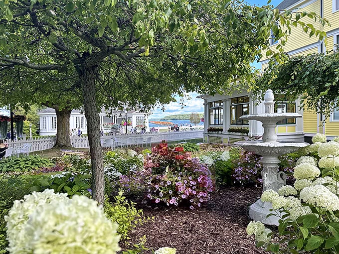 The meticulously maintained gardens burst with color, creating a floral paradise that would make even Mother Nature a bit jealous.