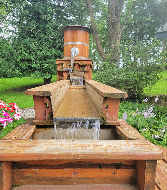 Mining for memories: This wooden sluice transforms ordinary rocks into extraordinary treasures for eager gem hunters.