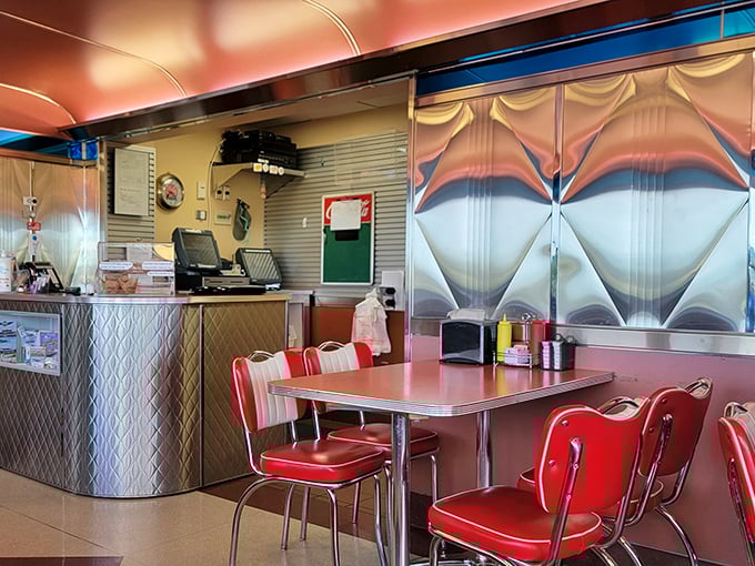 Classic diner aesthetics shine in every corner – from the gleaming countertops to the vintage-style seating that invites you to stay awhile.