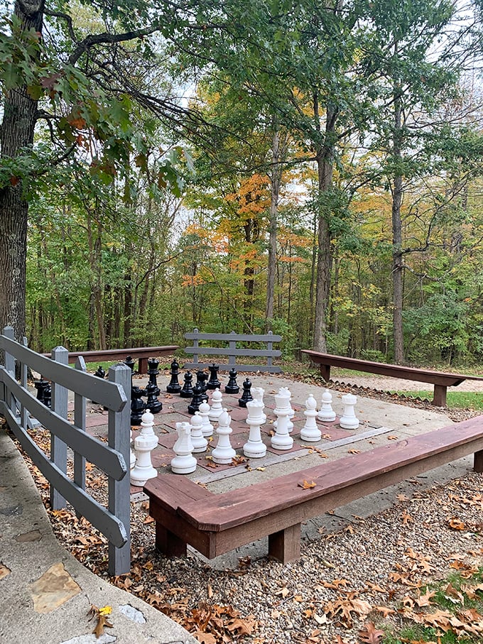 Challenge your travel companions to a game of oversized chess – where strategic thinking meets fresh air and sunshine.