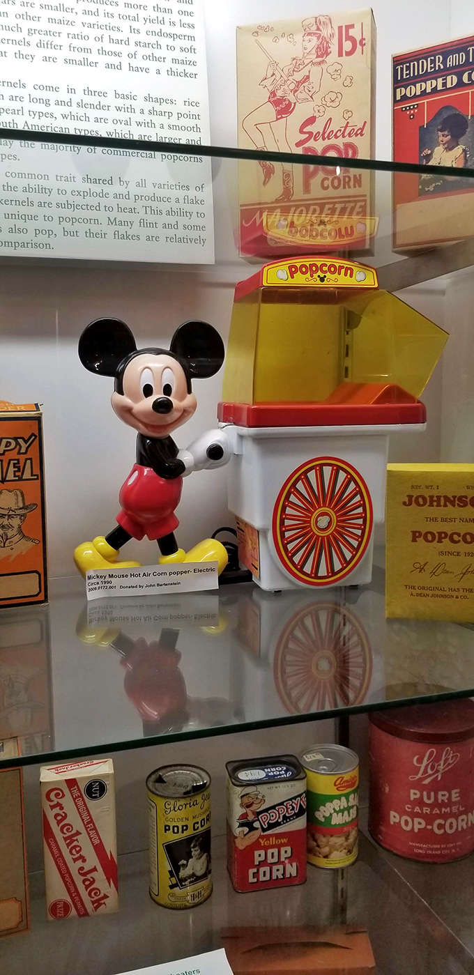 Mickey Mouse meets munchies! This adorable vintage popper shows how deeply popcorn has been woven into American pop culture, from street corners to Disney magic.