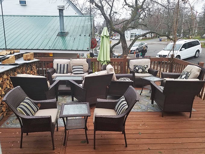 The outdoor deck offers a serene retreat for savoring your chocolate treasures while soaking in Minnesota's natural beauty.