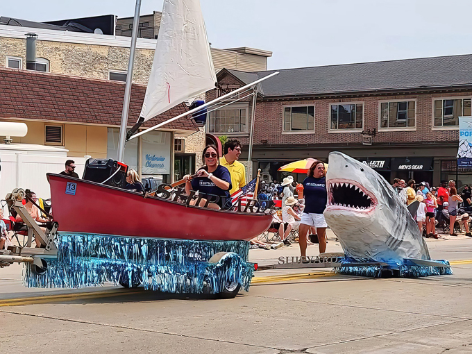 A creative parade float captures Port Washington's playful spirit and deep connection to its Great Lakes maritime heritage.