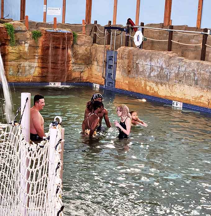 The social heart of the waterpark where strangers become temporary friends united by the universal joy of not being at work.