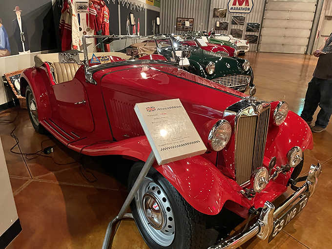 This pristine 1953 MG TD roadster practically begs for winding country roads, its British racing green finish embodying European sports car allure that captivated post-war America.