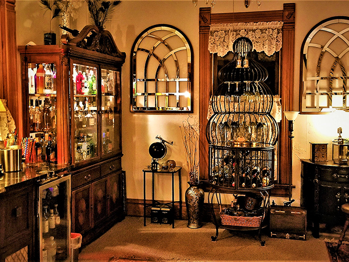 Part Victorian parlor, part mad scientist's laboratory &ndash; this room makes you wonder if that birdcage might actually house a mechanical nightingale.