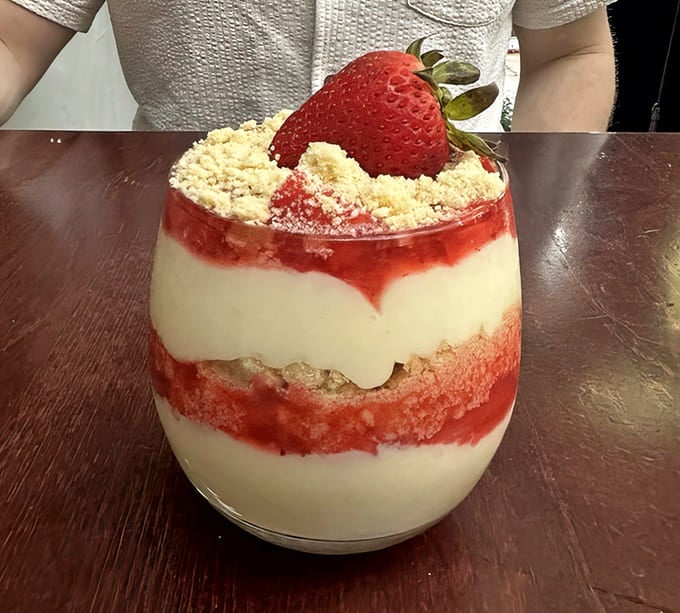 Strawberry parfait layers cake, cream, and fruit into a glass of pure indulgence that looks like summer tastes, sweet and impossibly refreshing.