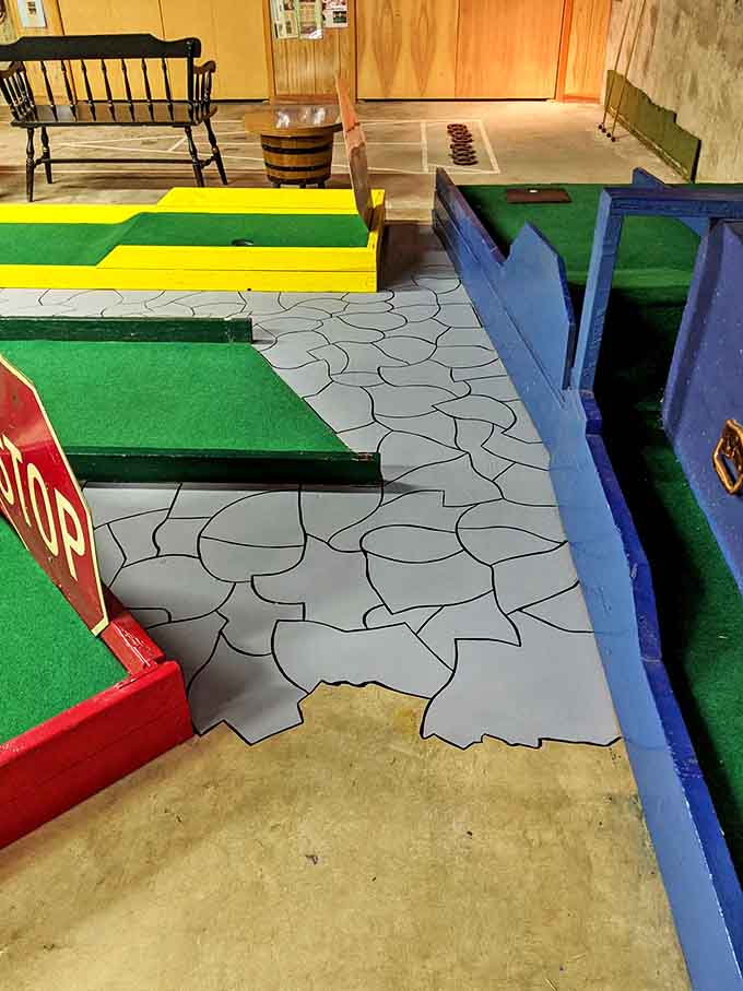 The course winds through a landscape of tombstones and traffic signs, creating the most eclectic golf experience imaginable.