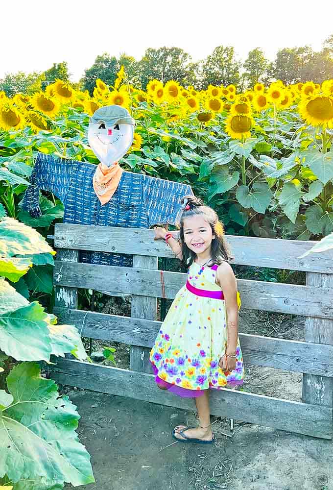 Childhood wonder meets farm ingenuity &ndash; this scarecrow has clearly found a friend in his pint-sized admirer.