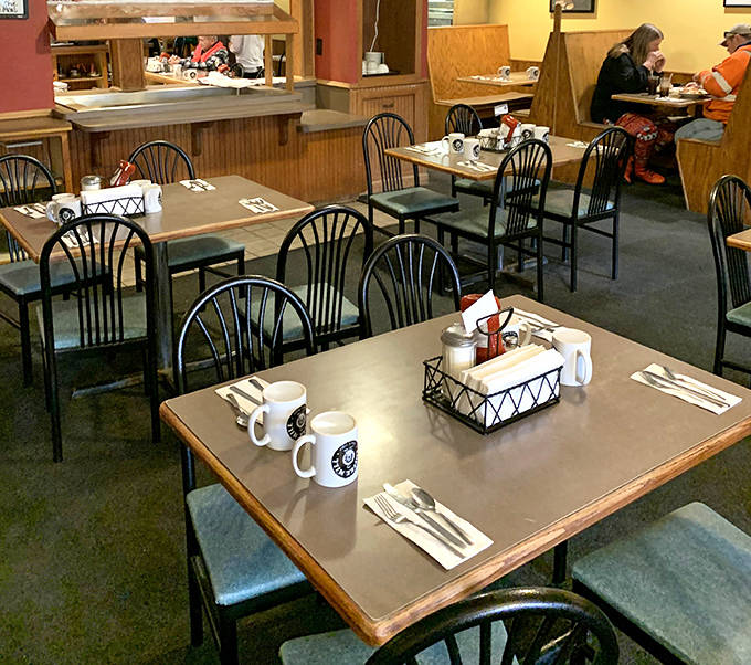 Tables spaced just right for both privacy and eavesdropping on fascinating local gossip&mdash;an essential small-town dining experience.
