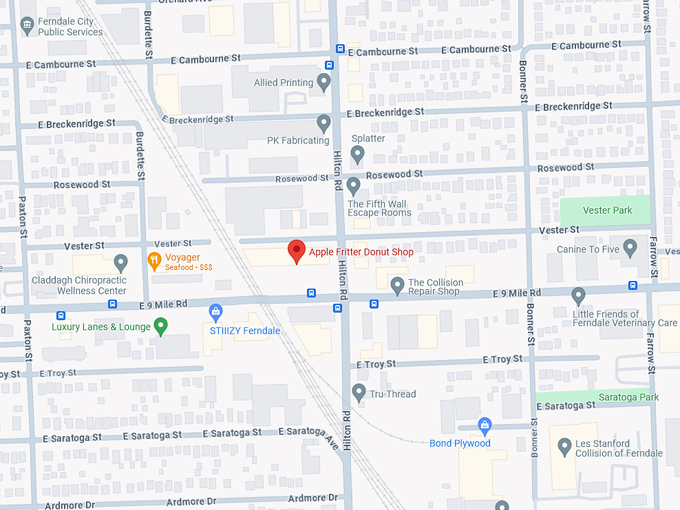 Apple Fritter Donut Shop 10 Map