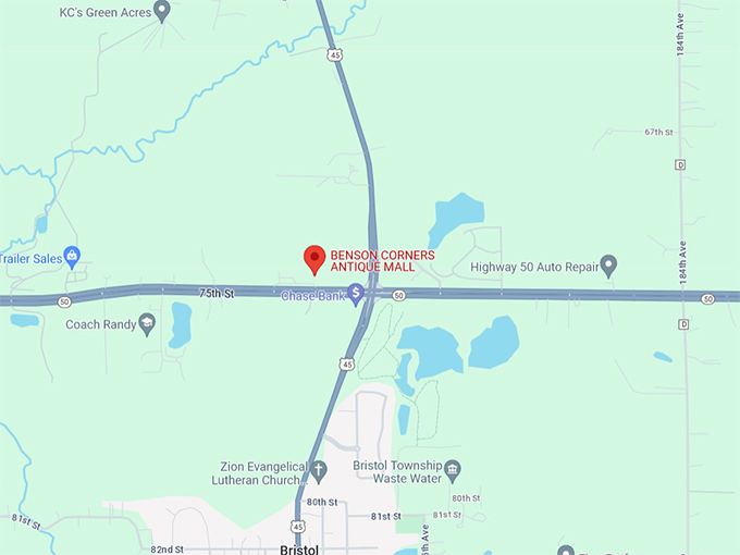 Benson Corners Antique Mall 10 Map