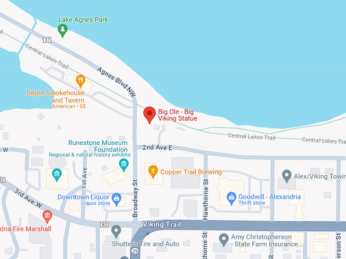 Big Ole - Big Viking Statue 10 Map