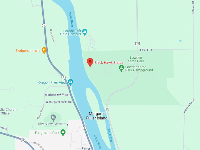 Black Hawk Statue Map