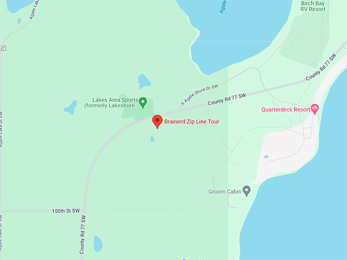 Brainerd Zip Line Tour 10 Map