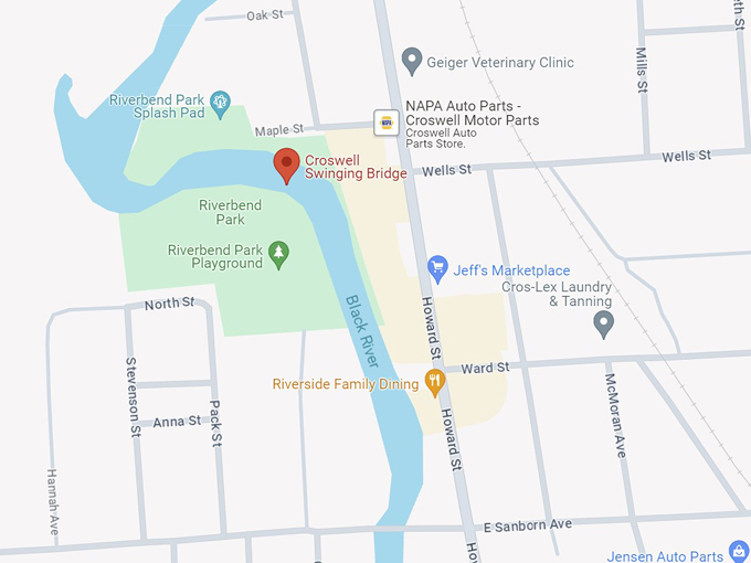 croswell swinging bridge 10 map