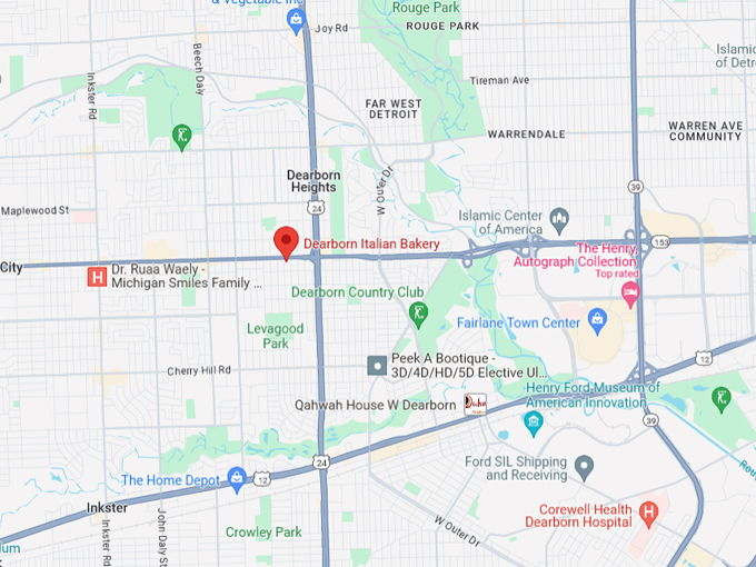 Dearborn Italian Bakery Map