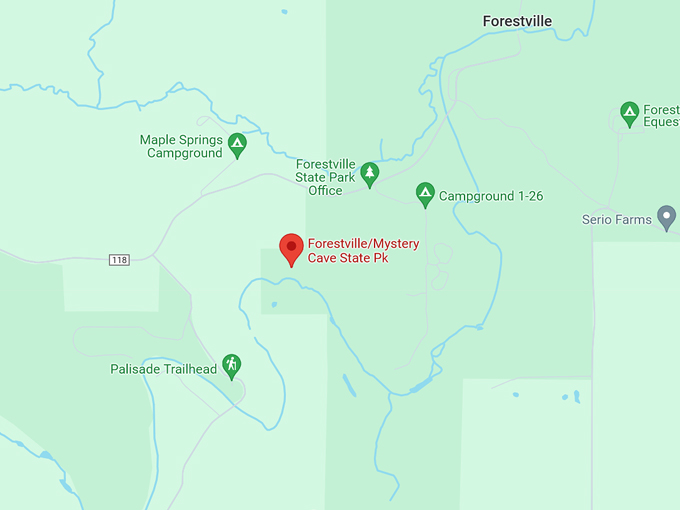Forestville Mystery Cave State Park 10 Map