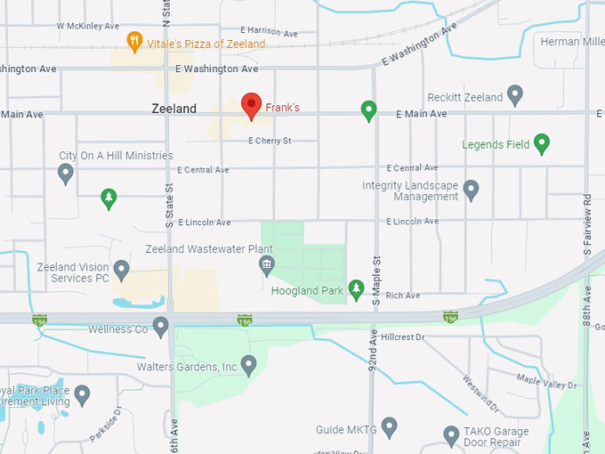 frank's restaurant 10 map