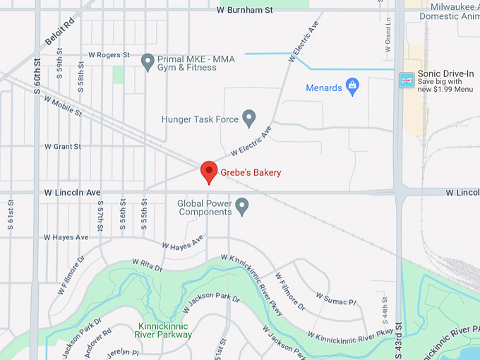 Grebe's Bakery 10 Map