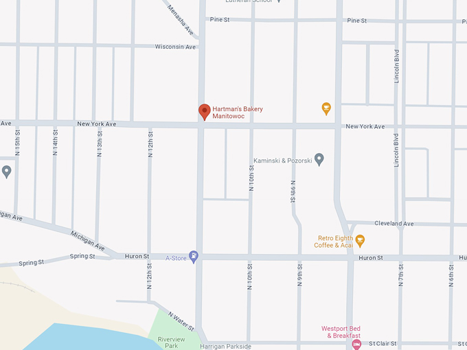 Hartman's Bakery Manitowoc 10 map