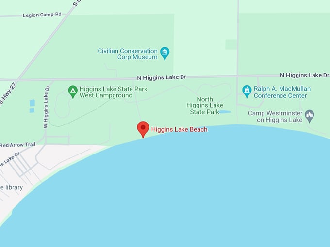 Higgins Lake Beach 10 Map