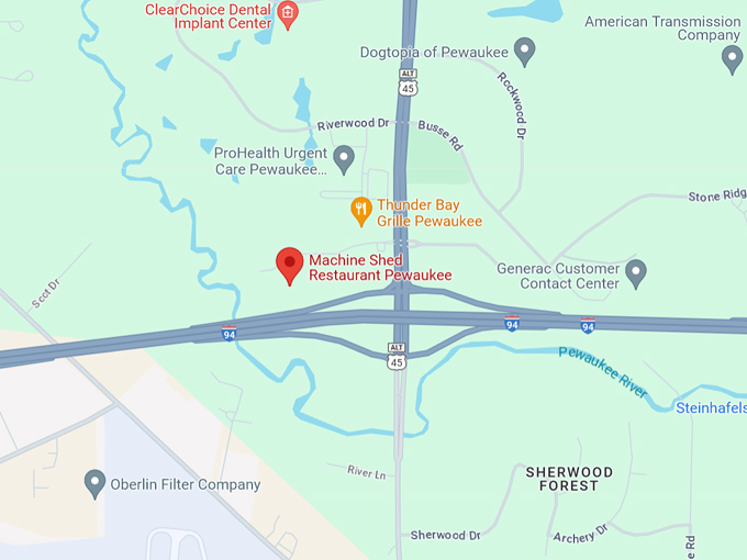 Machine Shed Restaurant Pewaukee 10 Map