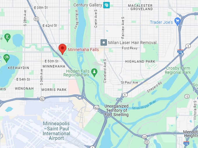 minnehaha falls 10 map