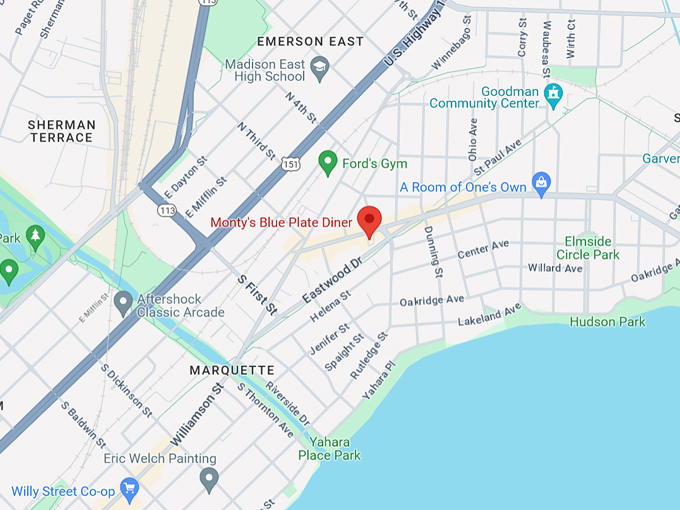 Monty's Blue Plate Diner 10 Map