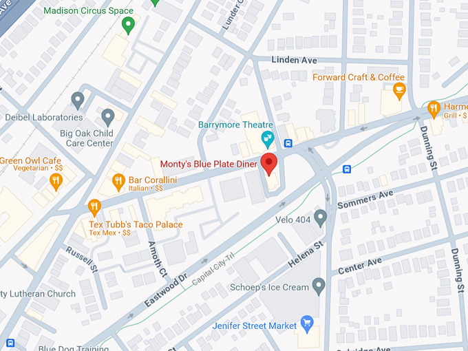 Monty's Blue Plate Diner 10 Map