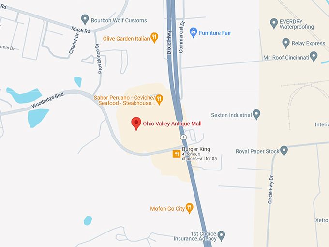 Ohio Valley Antique Mall 10 Map