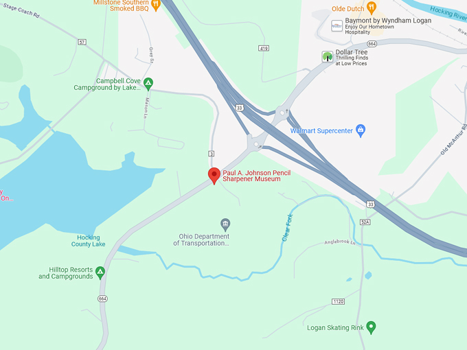 Paul A. Johnson Pencil Sharpener Museum 10 Map