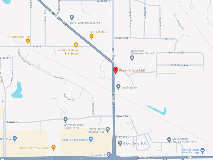 Pilgrim Antique Mall 10 map