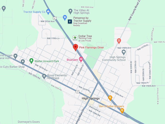 Pink Flamingo Diner 10 map