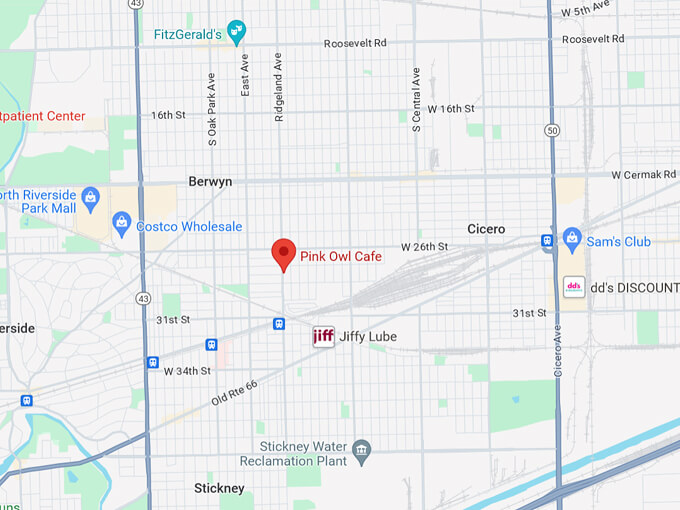 Pink Owl Cafe 10 Map