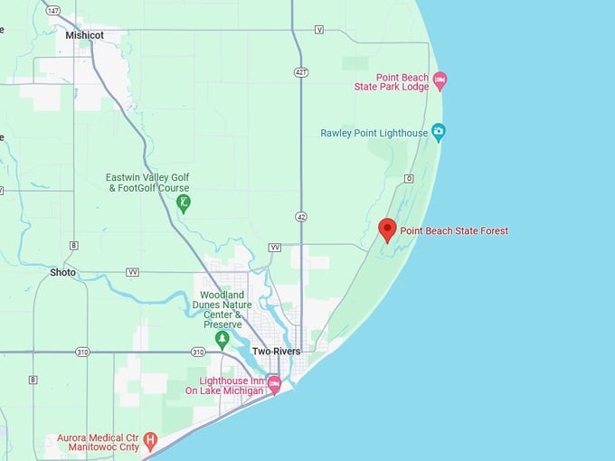 Point Beach State Forest 10 map