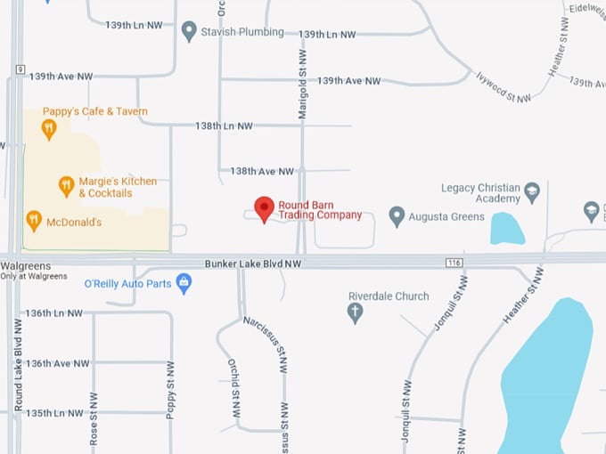 round barn trading company map