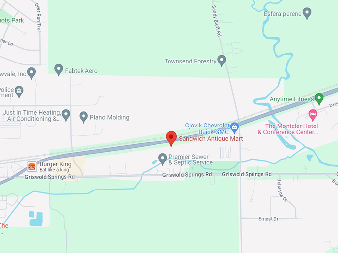 Sandwich Antique Mart 10 map