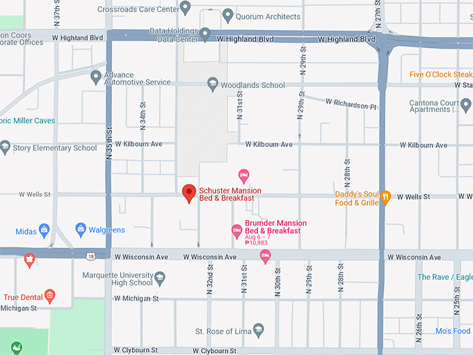 Schuster Mansion Bed & Breakfast 10 Map