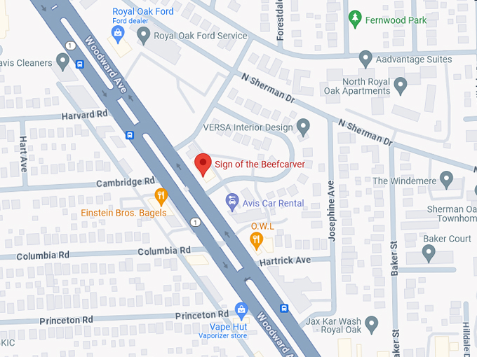 Sign of the Beefcarver Map