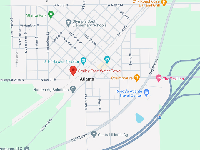 Smiley Face Water Tower 10 Map