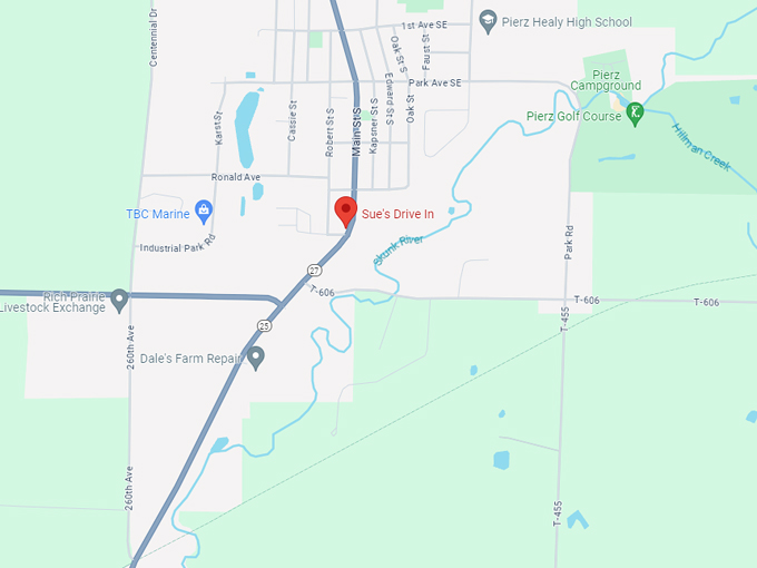 sue's drive in 10 map