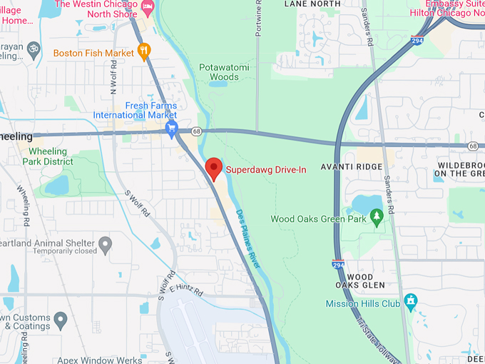Superdawg Drive-In Map