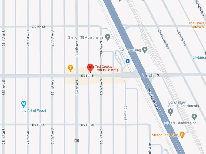 Ted Cook's 19th Hole BBQ 10 Map